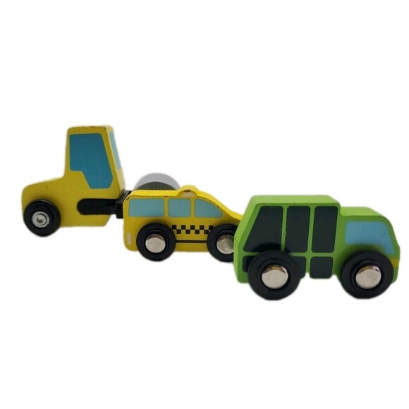 Unbranded | Toys | Wooded Toy Vehicles Steam Roller Taxi Green Truck ...